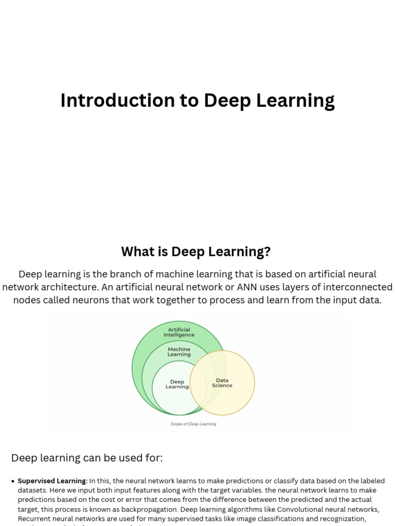 Intro To Deep Learning | PDF | Deep Learning | Machine Learning