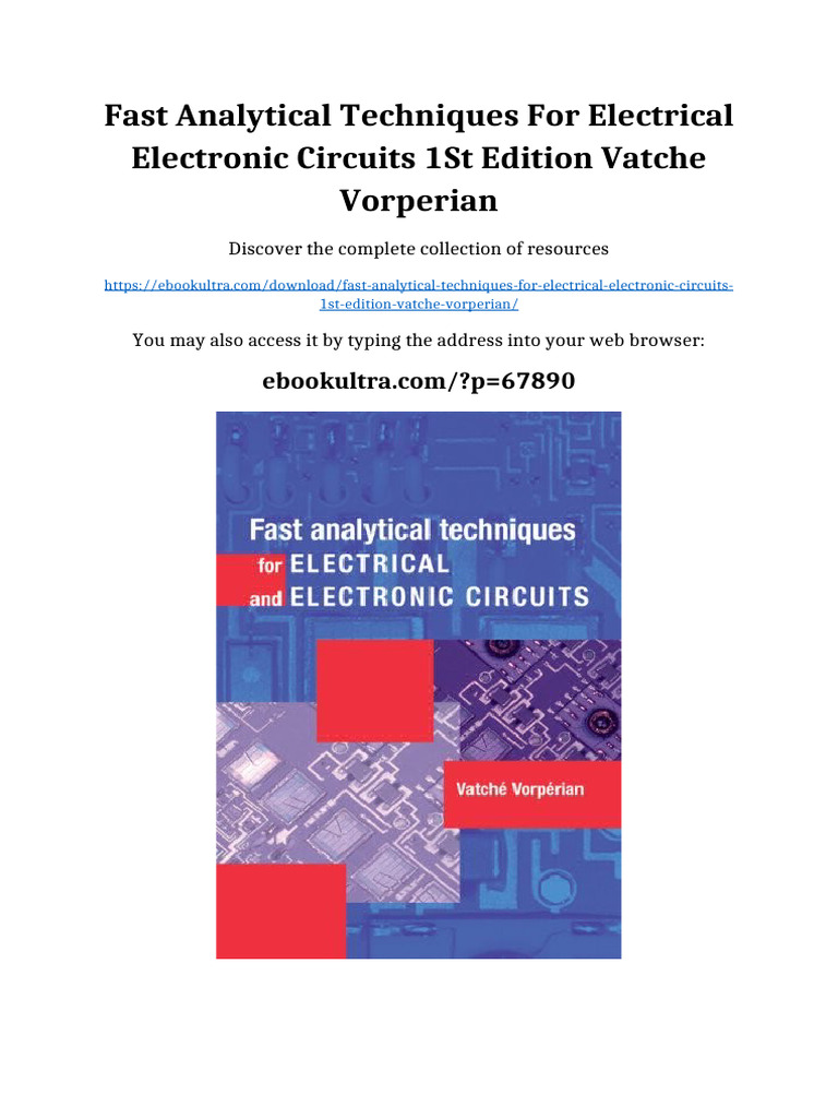 Fast Analytical Techniques for Electrical Electronic Circuits 1st ...