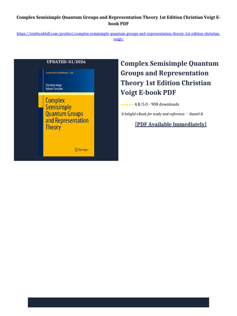 Complex Semisimple Quantum Groups and Representation Theory 1st Edition ...