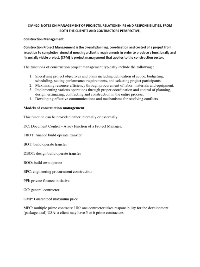 Construction Project Management Overview | PDF | Project Management ...