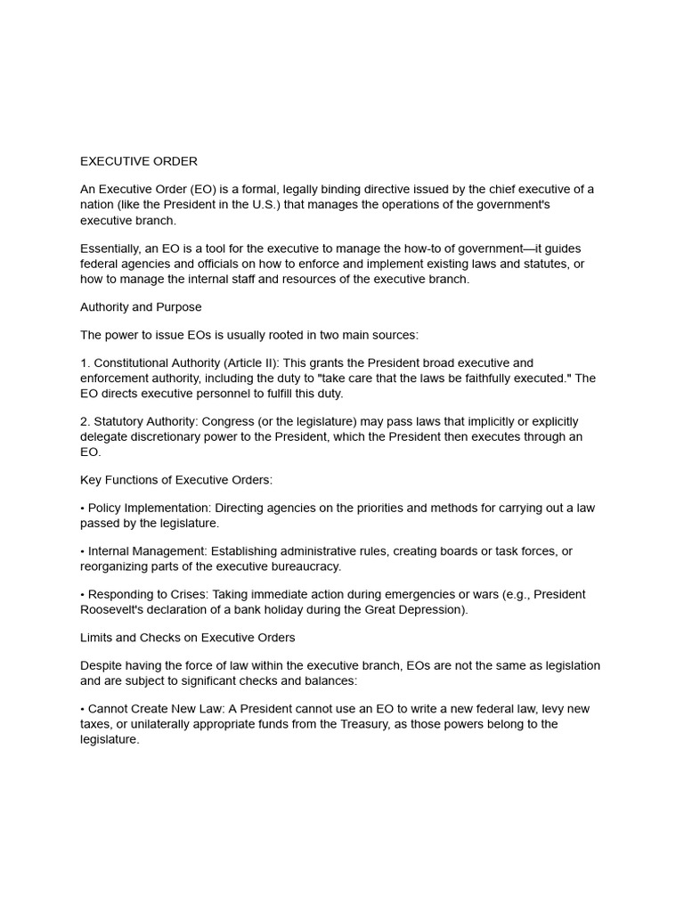 Difference Between Executive Order and Public Order | PDF | Executive ...