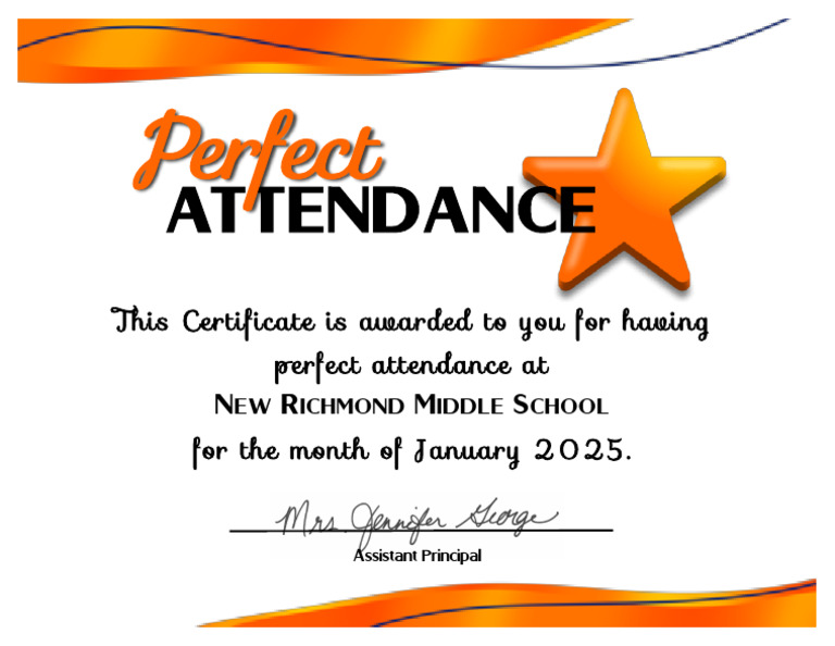 Perfect Attendance Certificate | PDF