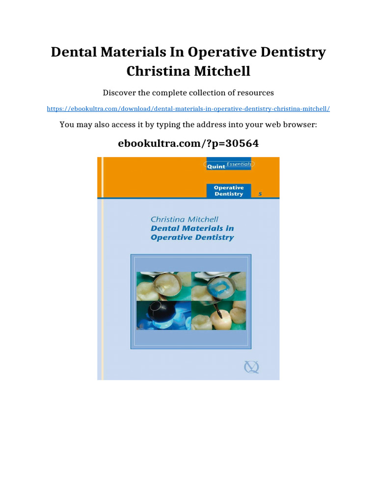 Dental Materials in Operative Dentistry Christina Mitchell digital ...