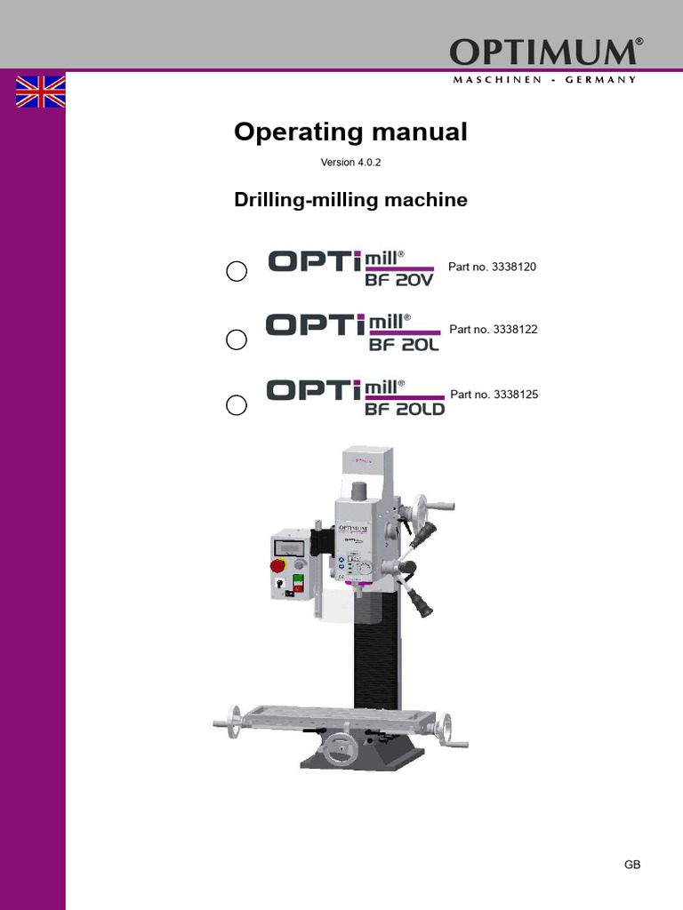 Optimill Bf20v Bf20l Bf20ld Eng Manual | PDF | Metalworking