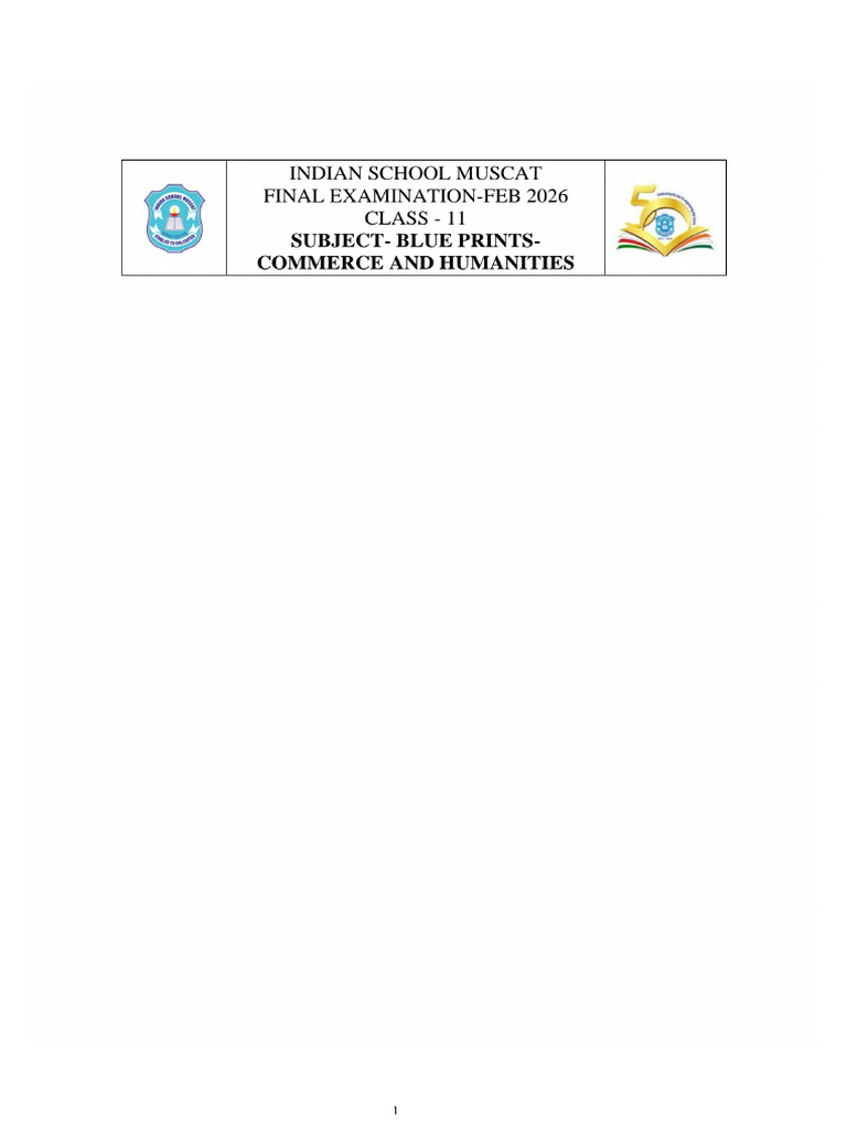 Xi-Final Examination Blue Print-2026-Commerce and Humanities | PDF