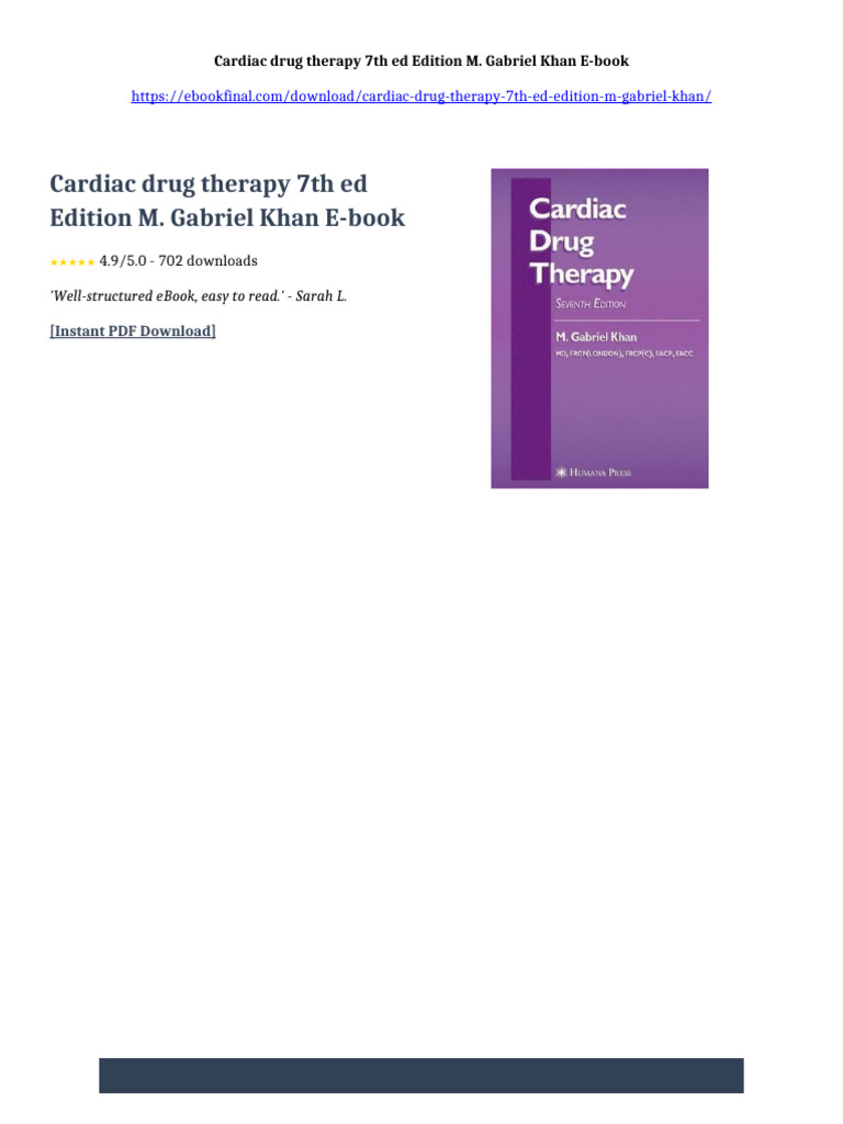 Cardiac drug therapy 7th ed Edition M. Gabriel Khan ebook fresh chapter ...