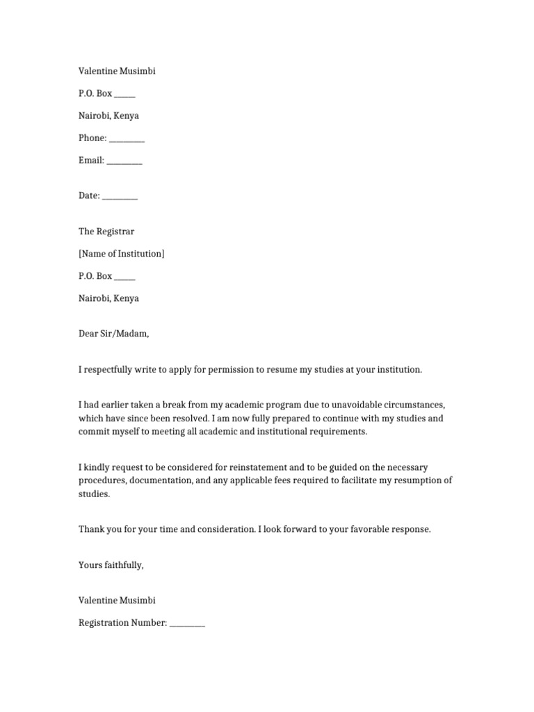Application For Resumption of Studies | PDF
