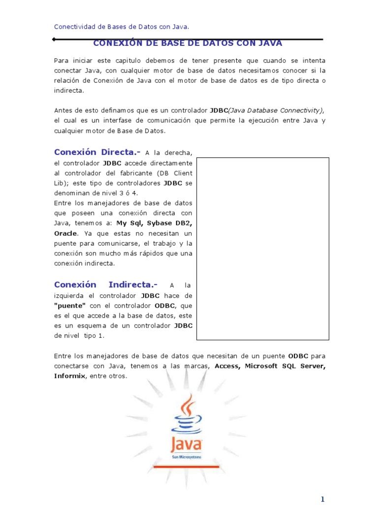 Conexion de Base de Datos Con Java | Descargar gratis PDF | Servidor SQL de Microsoft | SQL