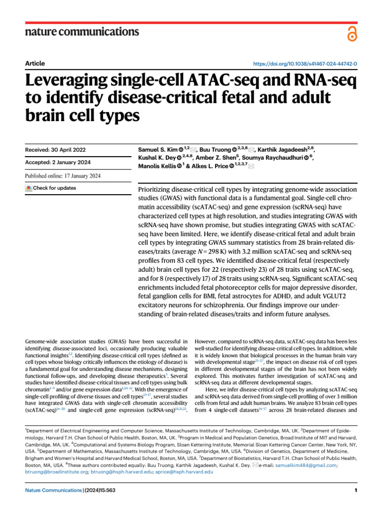 Leveraging Single-cell ATAC-seq and RNA-seq to Identify Disease ...
