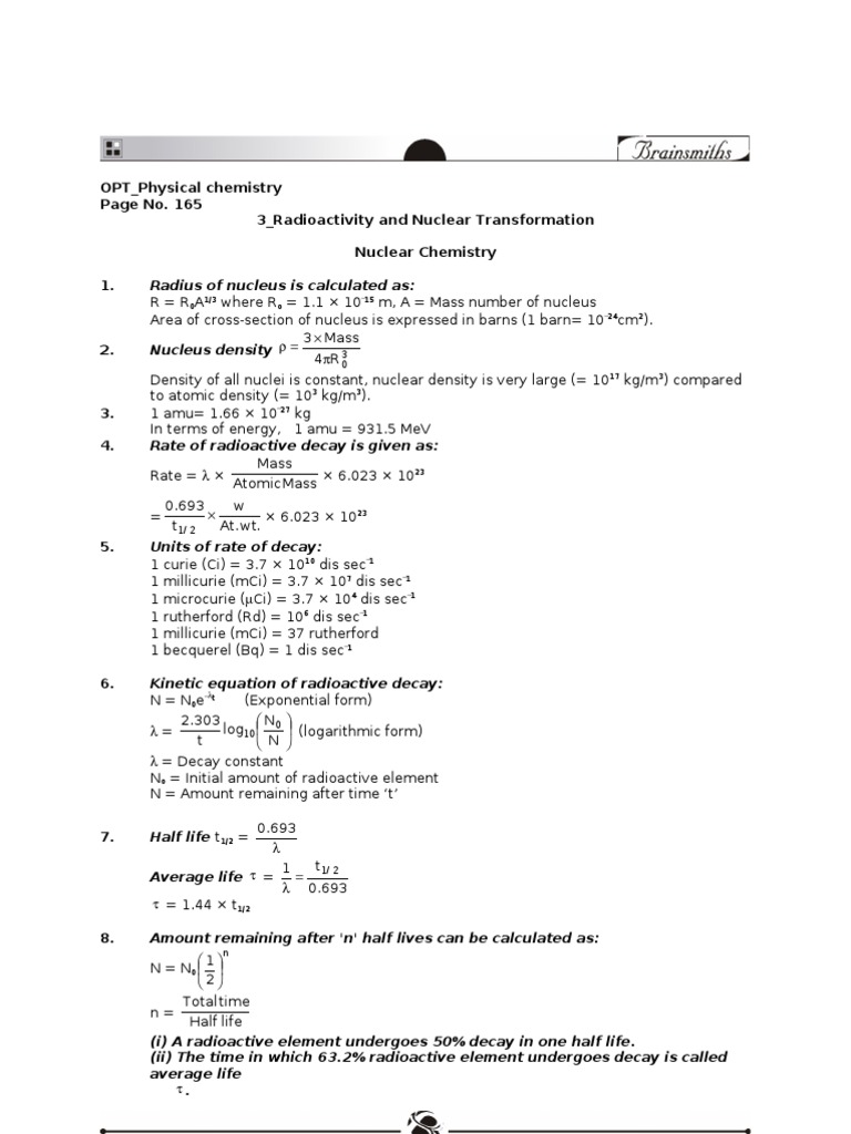 03 - Radioactivity and Nuclear Transformation - Page No. 167 | PDF ...