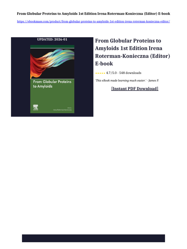 From Globular Proteins to Amyloids 1st Edition Irena Roterman-Konieczna ...