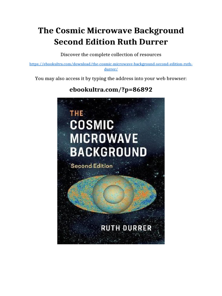 The cosmic microwave background Second Edition Ruth Durrer available ...