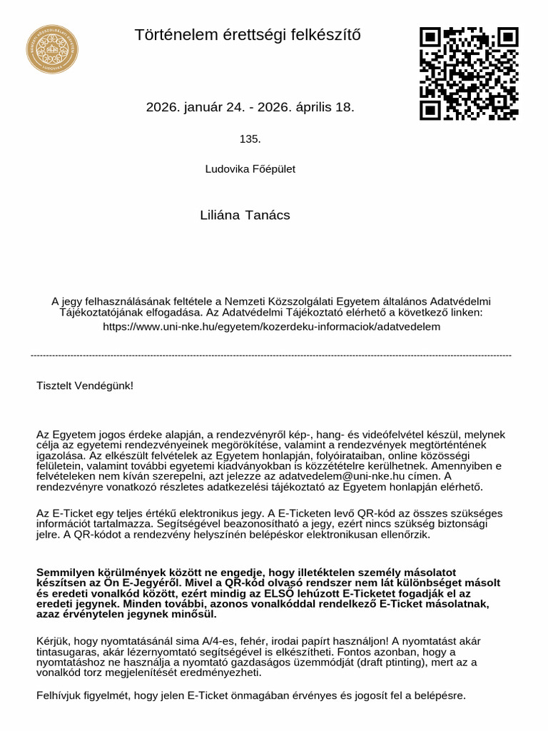 Toertenelem Erettsegi Felkeszito-Ticket | PDF