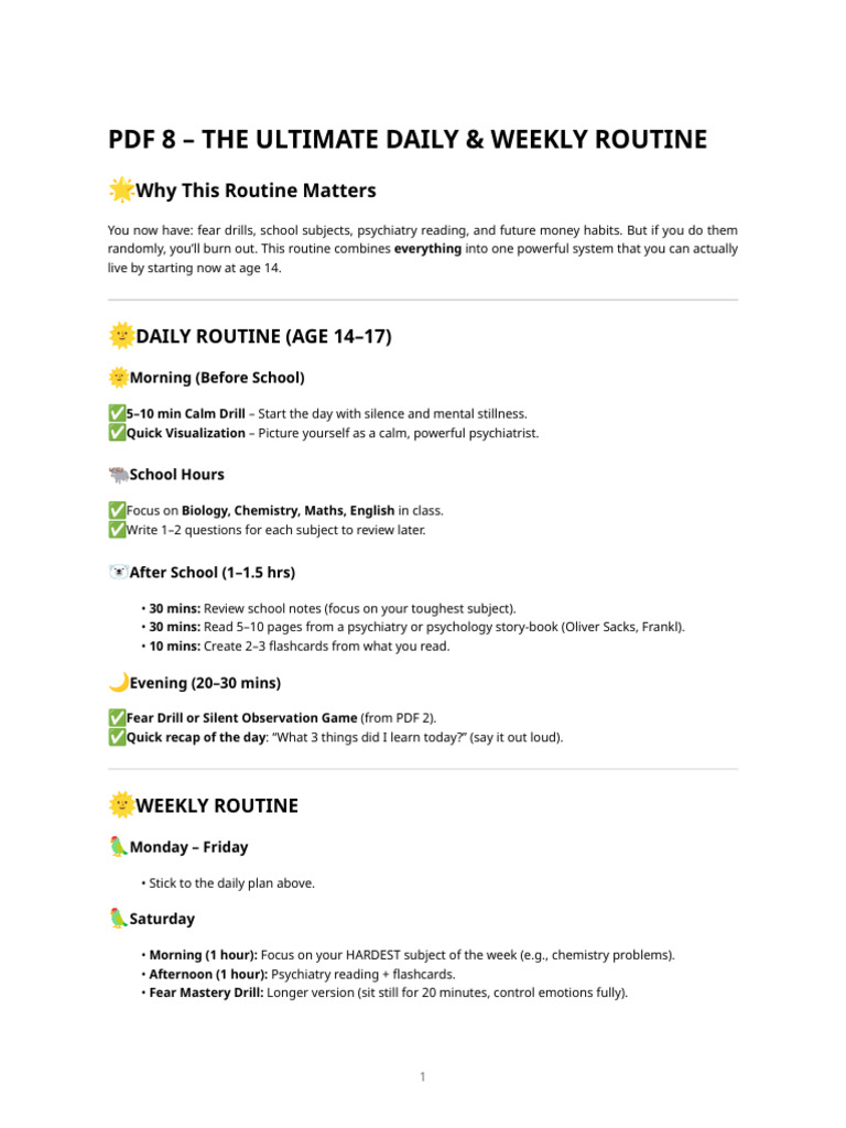 PDF 8 – the Ultimate Daily & Weekly Routine | PDF | Psychology ...