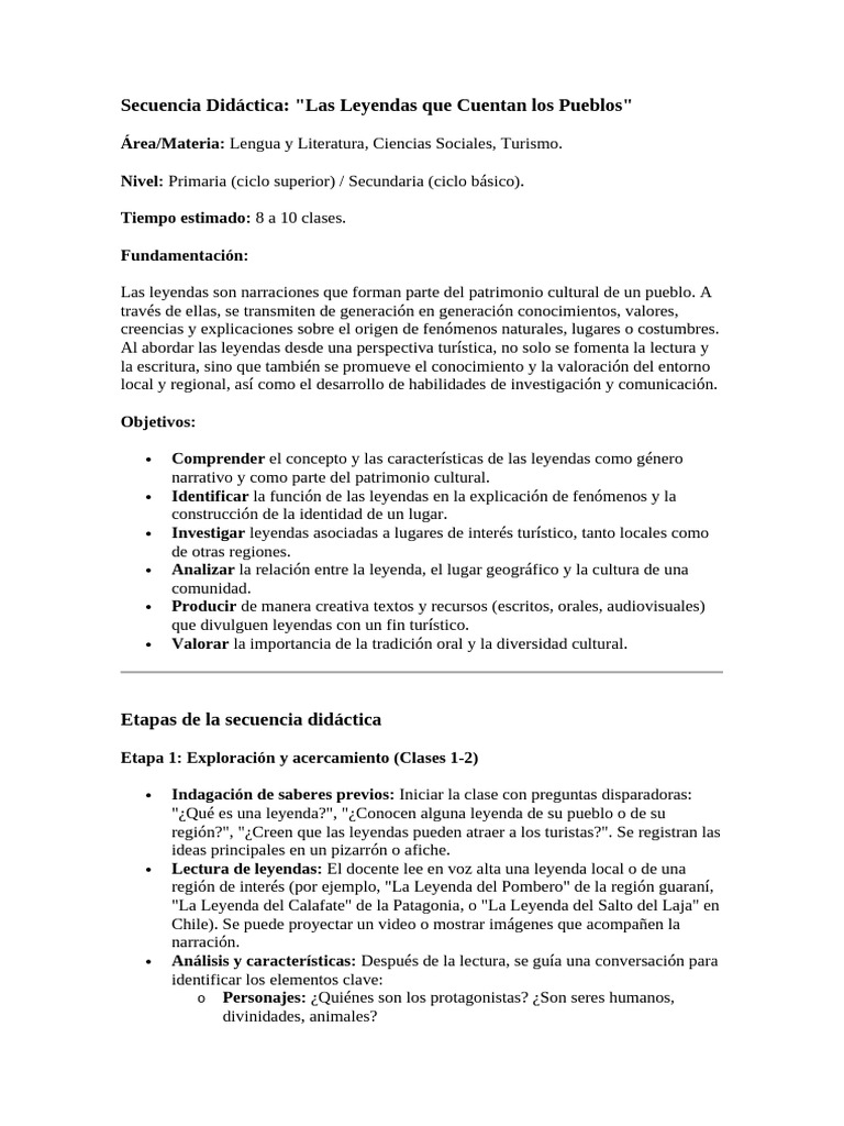 Secuencia Didáctica Leyendas | PDF | Leyendas | Turismo