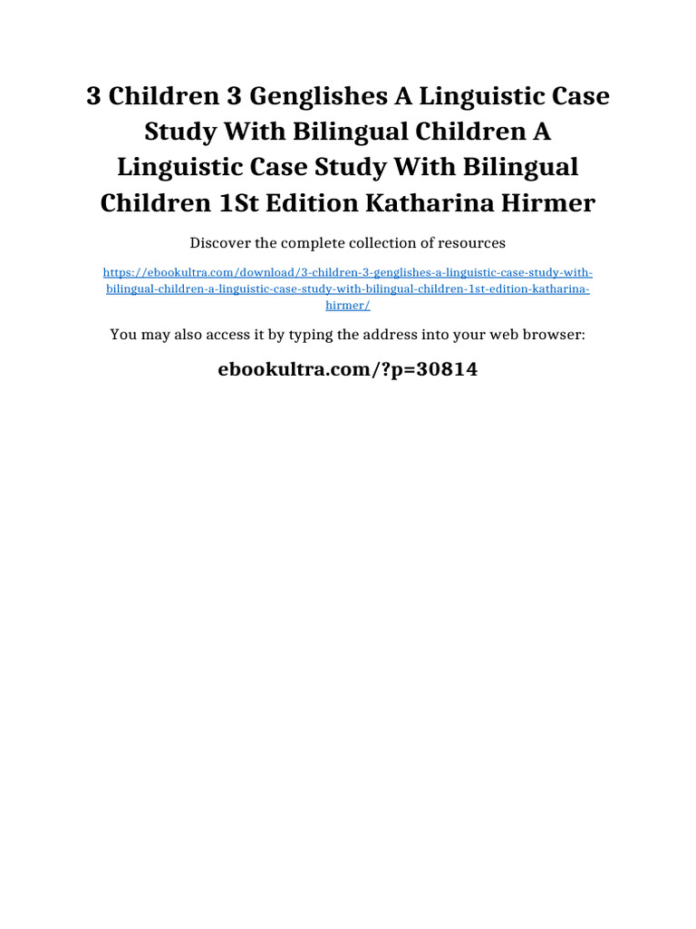 3 Children 3 Genglishes A Linguistic Case Study with Bilingual Children ...