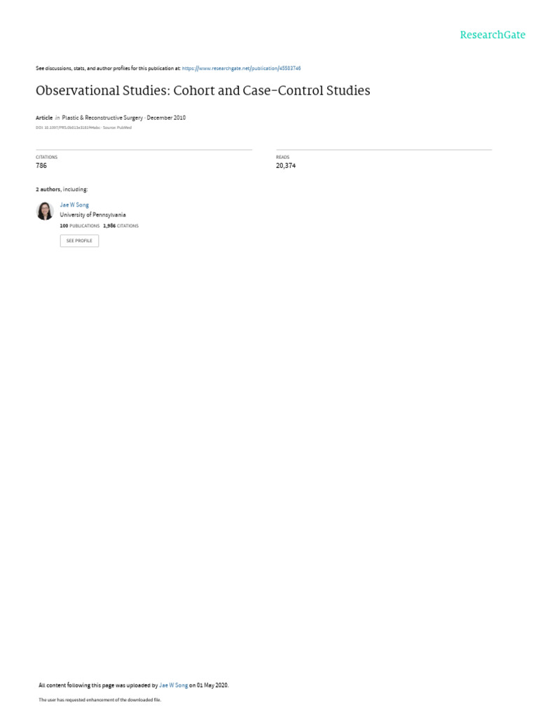 Observational Studies Cohort and Case-Control Stud | PDF | Cohort Study ...