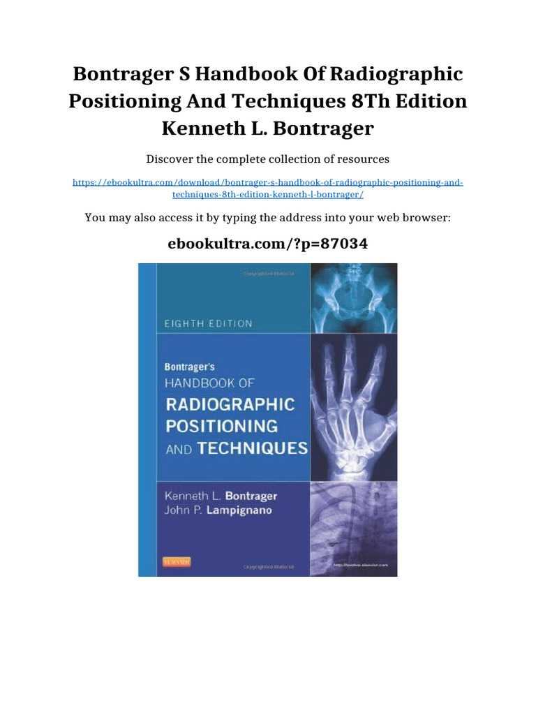 Bontrager S Handbook of Radiographic Positioning and Techniques 8th ...