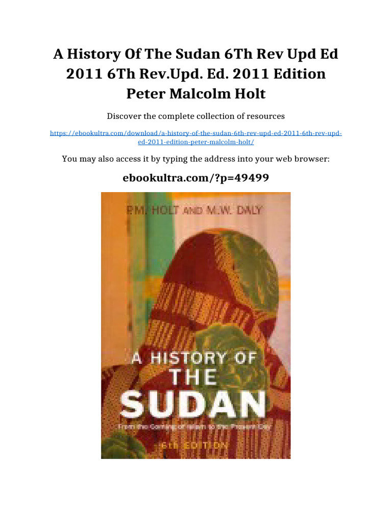 A History of the Sudan 6th rev upd ed 2011 6th rev.upd. ed. 2011 ...