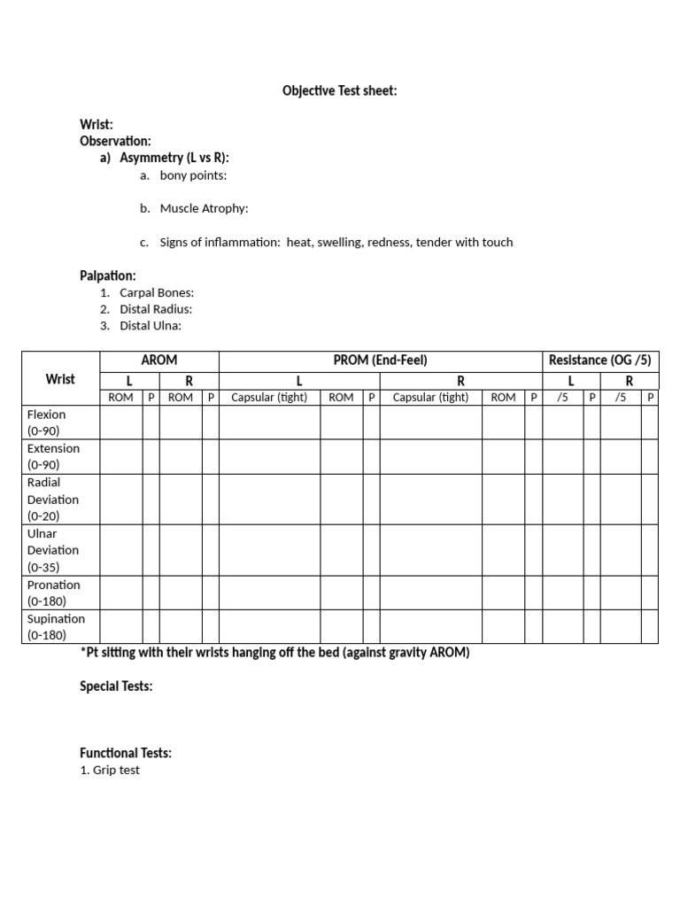 Objective Test Sheet - MSK | PDF | Anatomical Terms Of Motion | Elbow