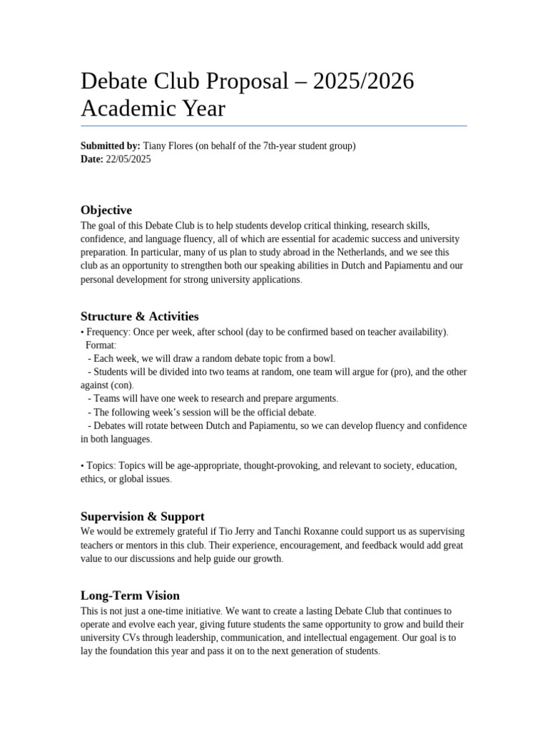Debate Club Proposal 2025 | PDF