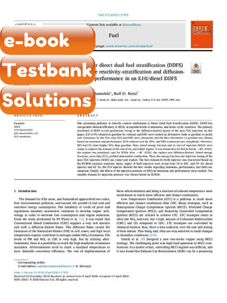 Testbank a Study of Using E10 and E85 Under Direct Dual Fuel ...