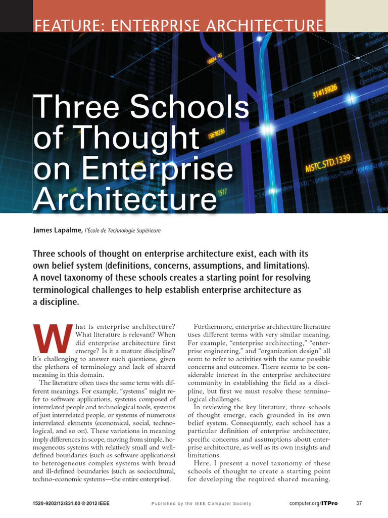Three Schools of Thought on Enterprise Architecture | PDF | Enterprise ...