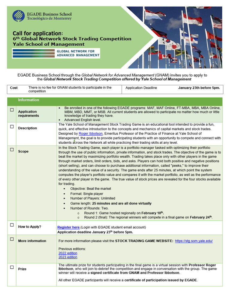 Global Network Stock Trading Competition 2026 | PDF | Business | Economies