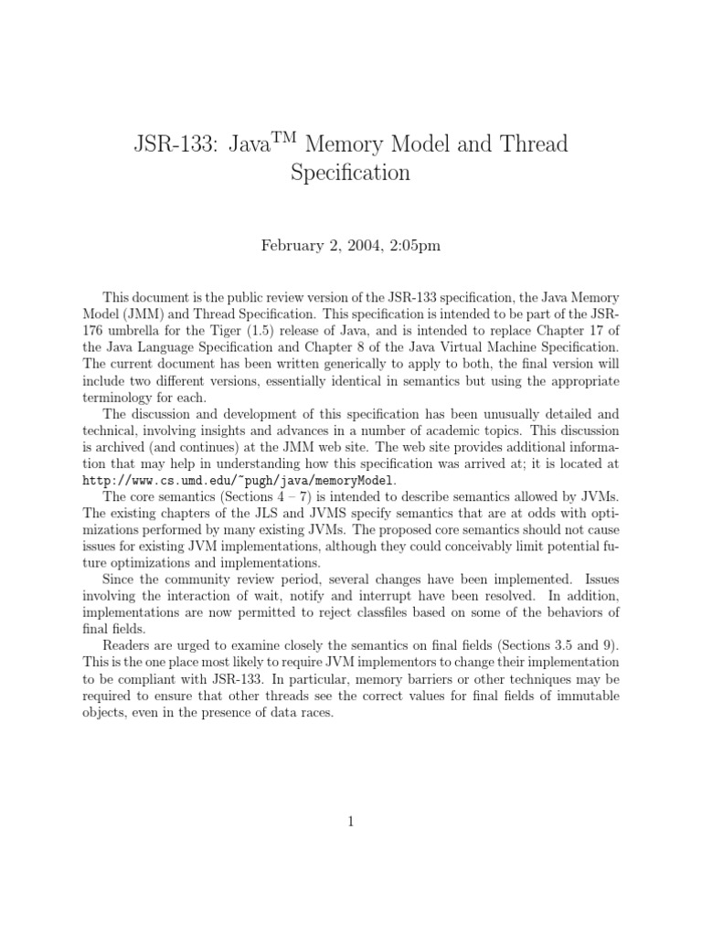 Memory Model 1 0 PRD Spec | PDF | Thread (Computing) | Method (Computer Programming)