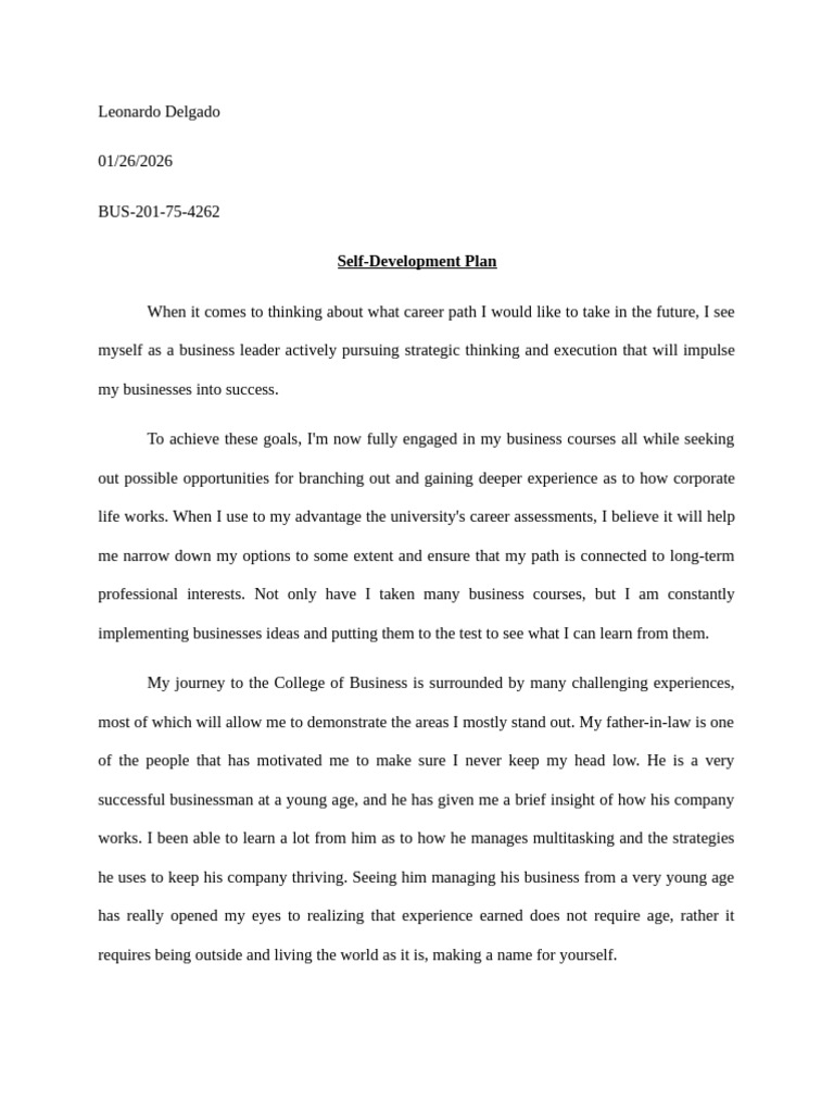 Self Development Plan | PDF | Social Psychology | Behavioural Sciences