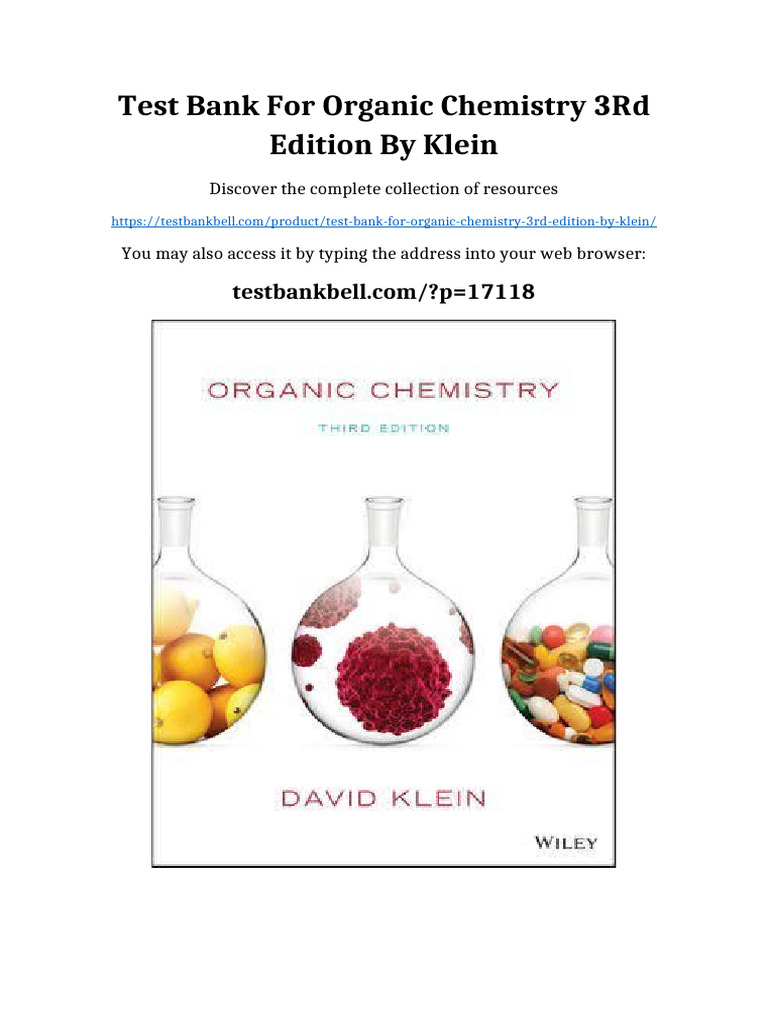 Test Bank for Organic Chemistry 3rd Edition by Klein pdf version | PDF ...