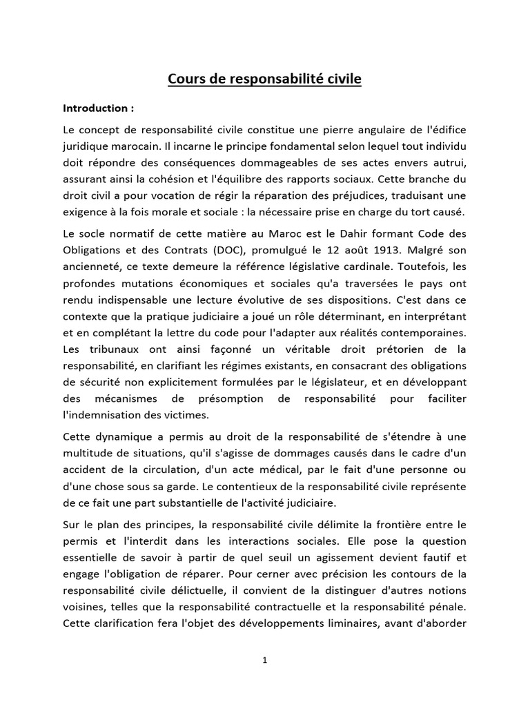 Cours de Responsabilite Civile S3 | PDF | Fiabilité du produit | Justice