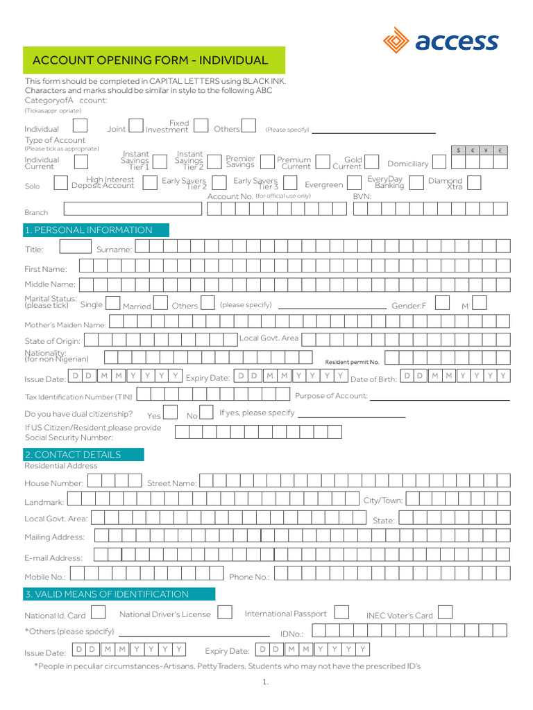 Account-Opening-Form-Individual | PDF | Debit Card | Identity Document