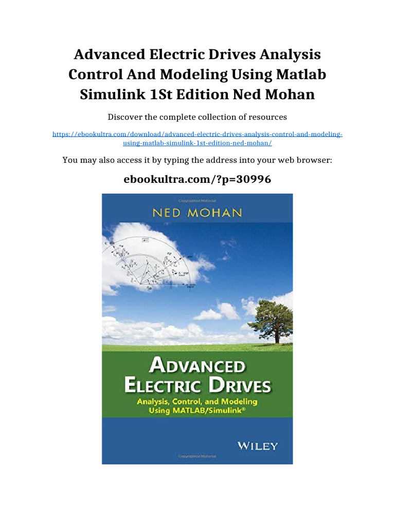 Advanced Electric Drives Analysis Control and Modeling Using MATLAB ...