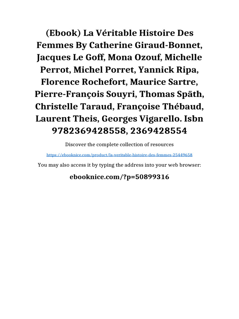 (Ebook) La véritable Histoire des Femmes by Catherine Giraud-Bonnet ...