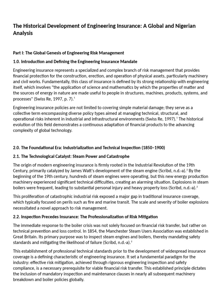 The Historical Development of Engineering Insurance | PDF | Insurance ...