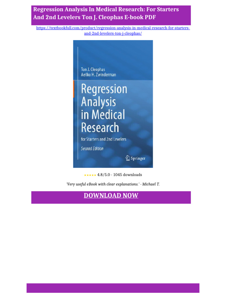 Regression Analysis in Medical Research: For Starters and 2nd Levelers ...