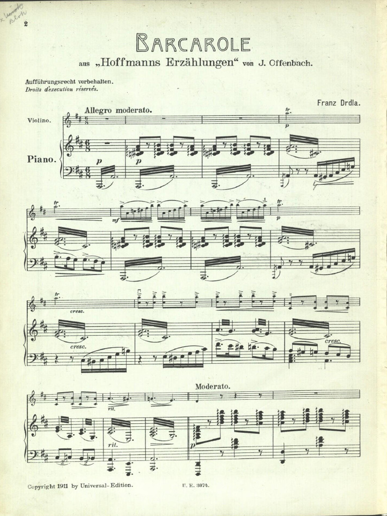 Barcarole Offenbach Drdla | PDF