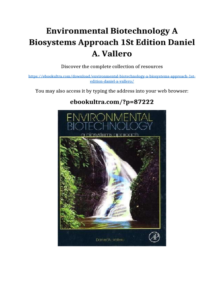 Environmental Biotechnology A Biosystems Approach 1st Edition Daniel A ...