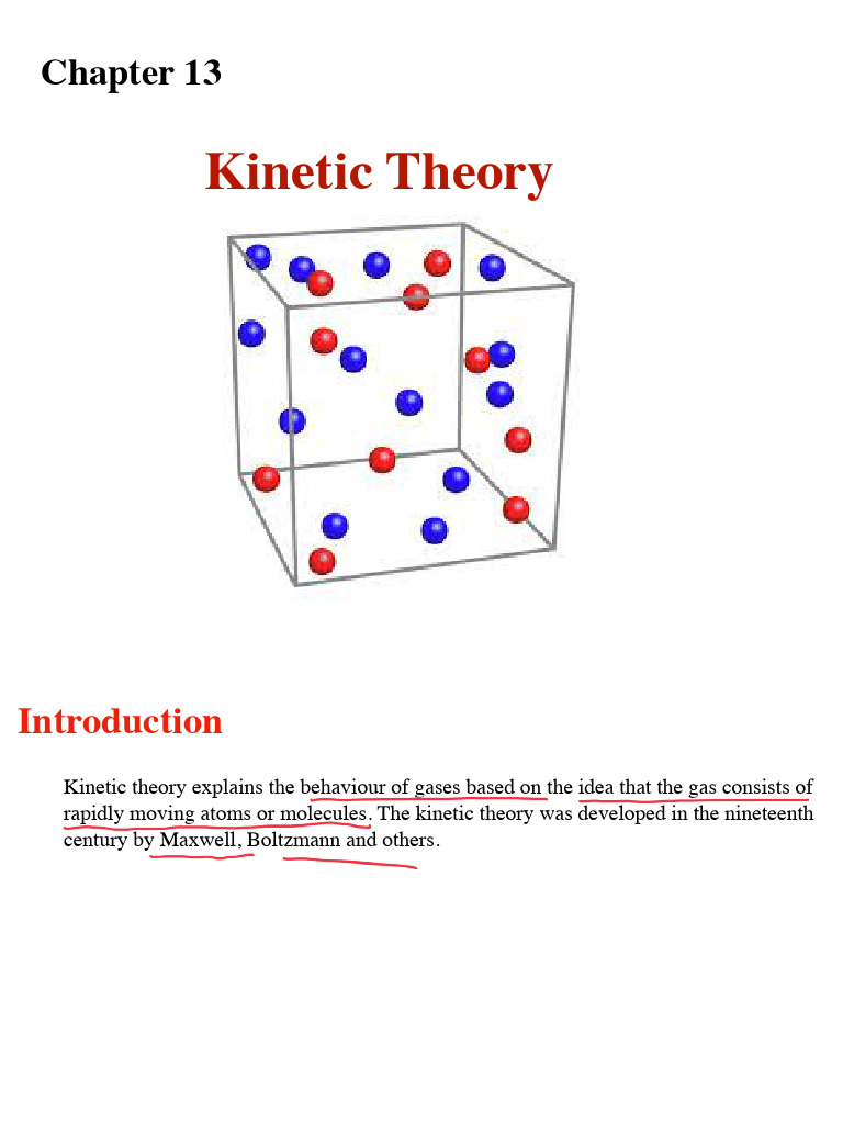 Cha 13 Kinetic Theory | PDF | Gases | Temperature