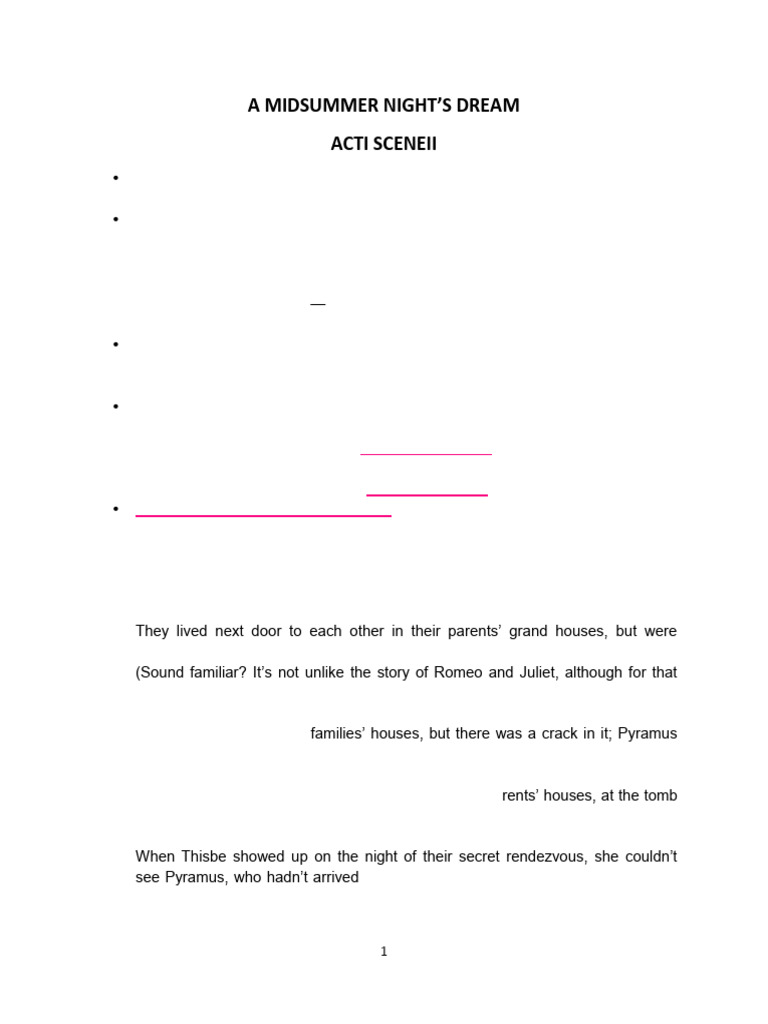 Act i Scene II a Midsummer Night s Dream | PDF | A Midsummer Night's Dream