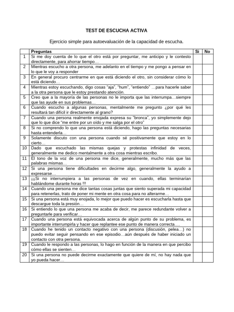 Test Escucha Activa 1 | PDF