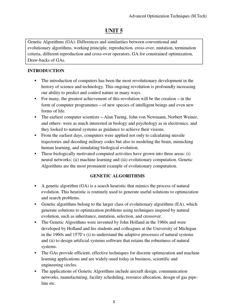 Genetic Algorithms And Optimization Techniques Pdf Genetic Algorithm Mathematical Optimization
