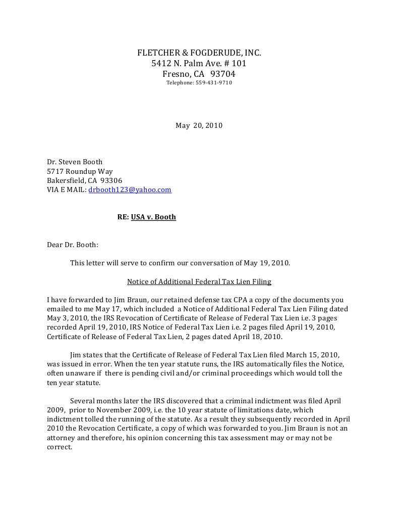 Forensic Letter From Fogderude | Download Free PDF | Tax Lien ...