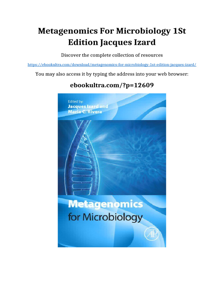 Metagenomics For Microbiology 1st Edition Jacques Izard Digital Version ...