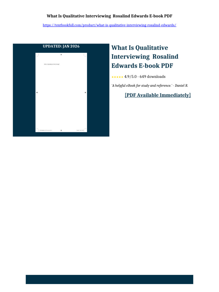What Is Qualitative Interviewing Rosalind Edwards Ebook Signature ...