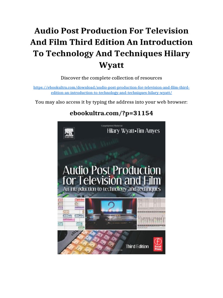 Audio Post Production for Television and Film Third Edition An ...