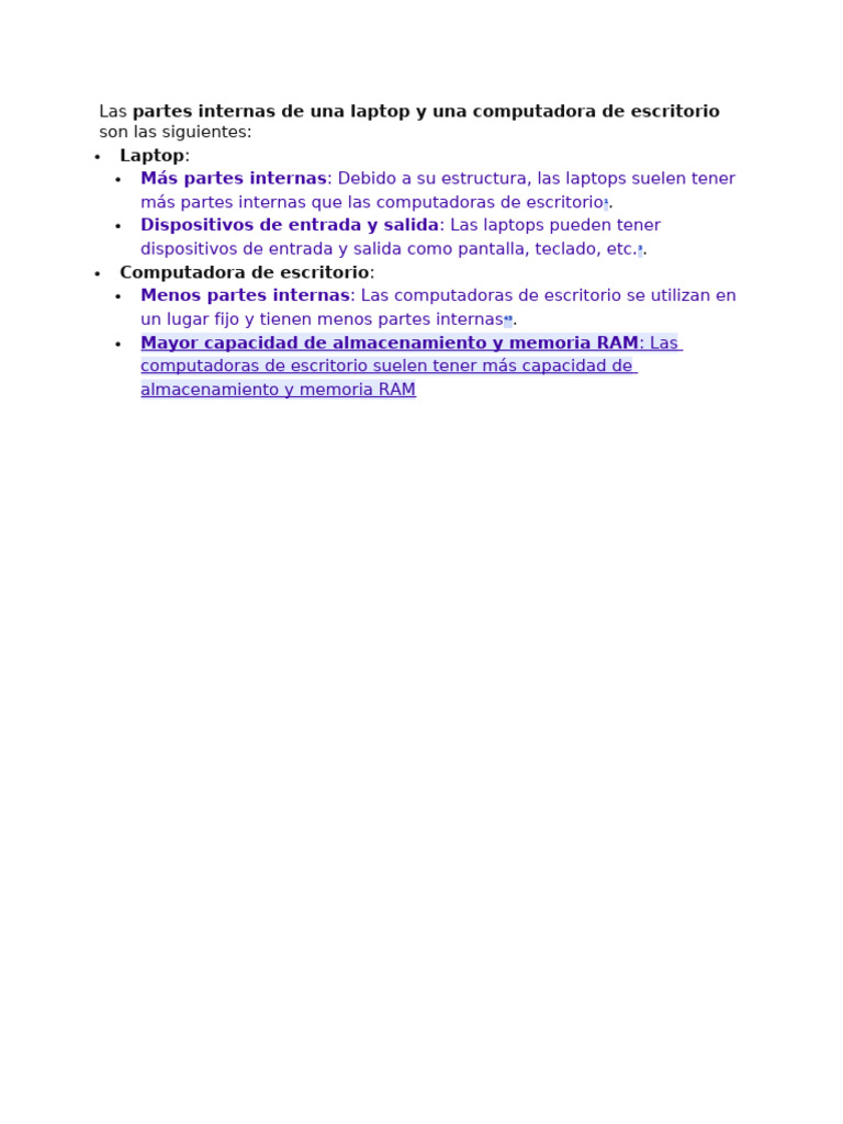 Las Partes Internas de Una Laptop y Una Computadora de Escritorio | PDF