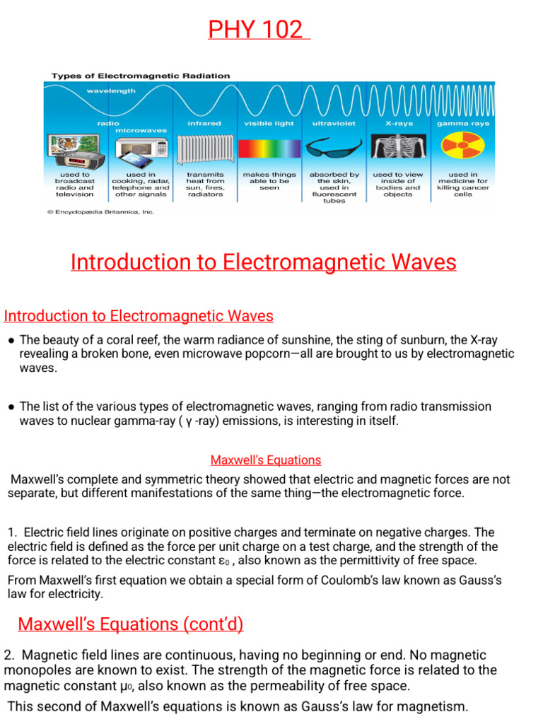 Electromagnetic waves (Physics 102) | PDF | Maxwell's Equations ...