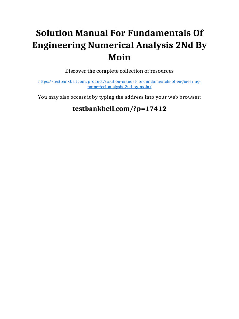 Solution Manual for Fundamentals of Engineering Numerical Analysis 2nd ...